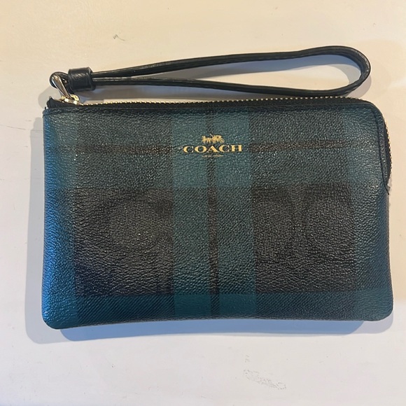 Coach | Bags | Coach Green And Blue Plaid Wristlet | Poshmark